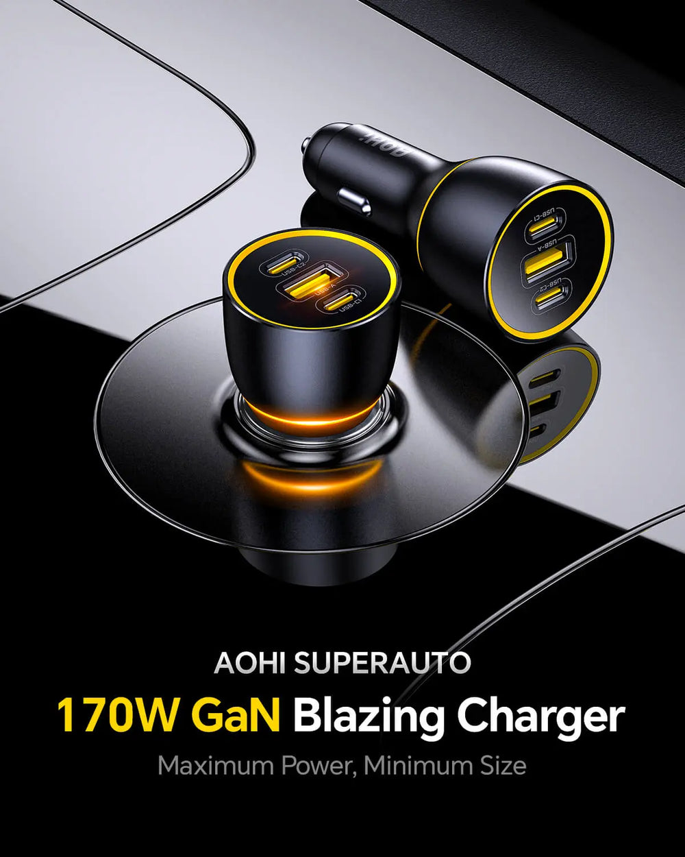 AOHI SUPERAUTO PD 170W Fast Car Charger (2USB-C & 1USB-A) - AOHi