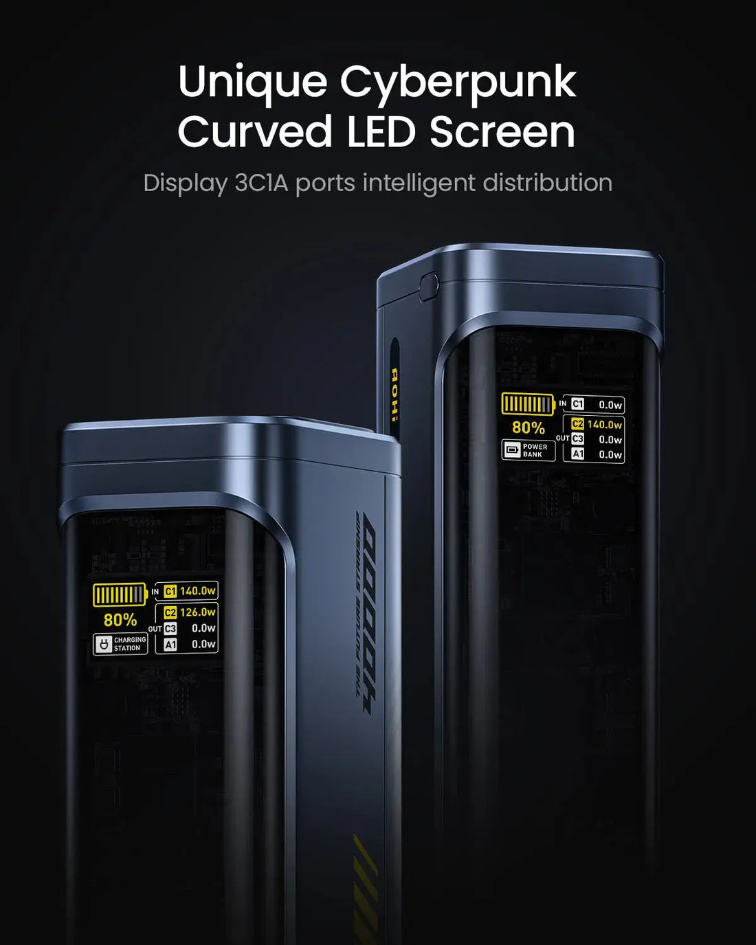 AOHI Starship 40,000mAh Power Bank 140W Charger with 3FT C-C Cable